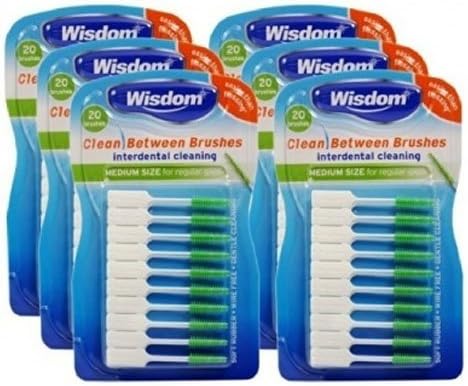 Wisdom Clean Between Interdental Medium Green Brushes - Pack of 6 ...