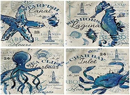 Amazon.com: Sea Place Mats Beach Theme,Doupoo Heat Resistant Coastal ...