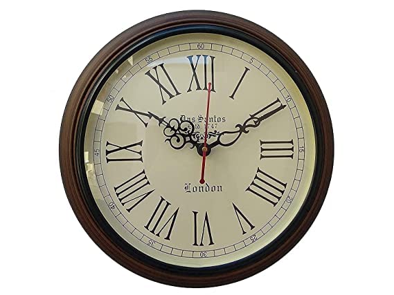 Buy 12 Inches Antique Wooden Roman Number Wall Clock for Home & Office ...