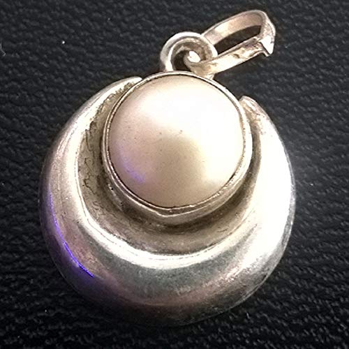 Buy Cudli Chandi Locket | Natural Pearl with Silver Half Moon Pendant ...