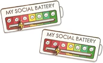 Amazon.com: Social Battery Pin, Funny Enamel Mood Pin for 7 Days A Week ...