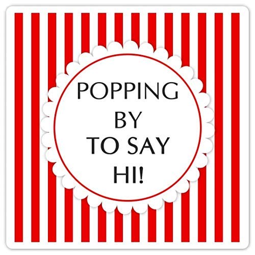 Amazon.com: 60 Popping By To Say Hi Stickers, 2 inch square labels, Red ...