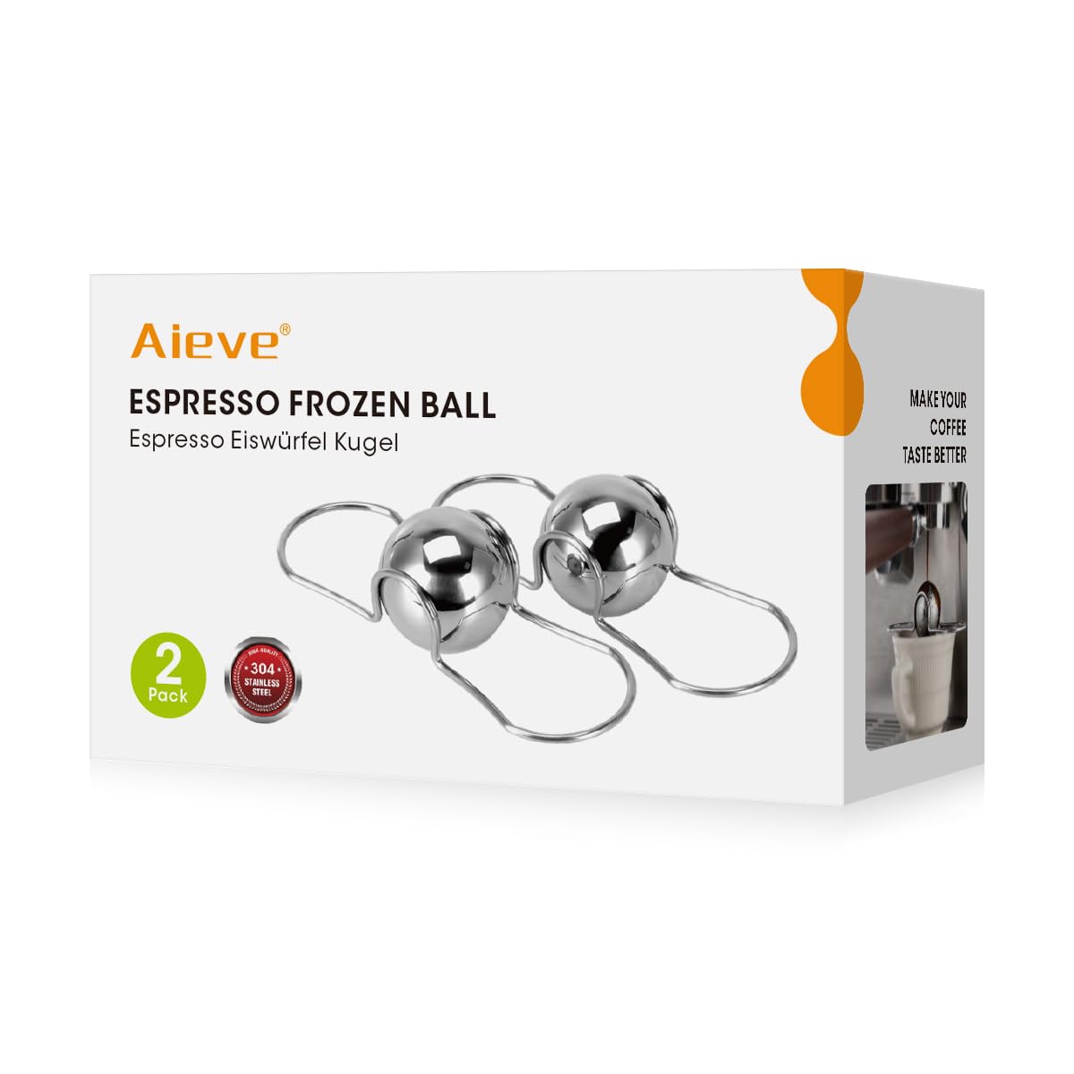AIEVE Espresso Ice Cubes Stainless Steel Ball for Espresso Coffee Ice ...
