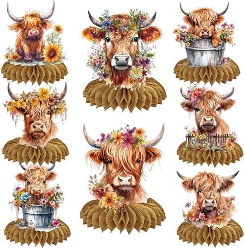 Amazon.com: Highland Cow Honeycomb Centerpieces 11pcs Highland Cow ...