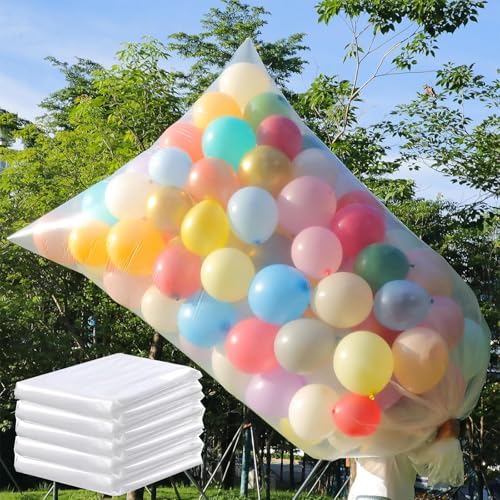 5 Pack Transparent Balloon Bags, 98.4 x 59 Inch Plastic Storage Bags ...