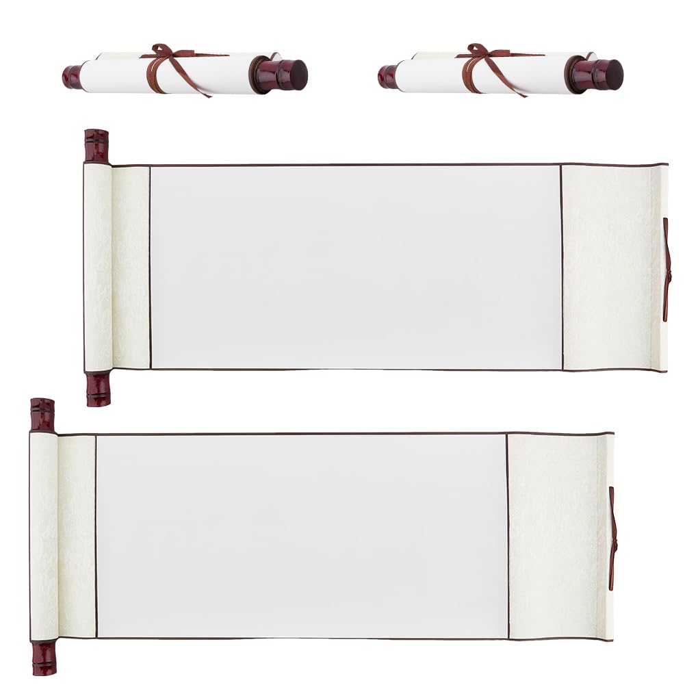 SUPERFINDINGS 4Rolls Blank Paper Scrolls with Wood Rods Blank Painting ...