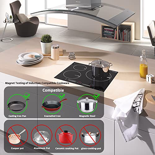 ECOTOUCH 3 Burner Induction Cooktop 24 inch with Booster,220-240v 6500W ...