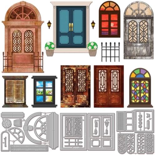 Amazon.com: GLOBLELAND Retro Doors Cutting Dies for Card Making Window ...