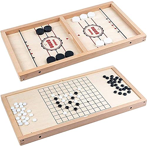 2 in 1 Fast Sling Puck Game, Portable Table Wooden Board Game, Tabletop ...