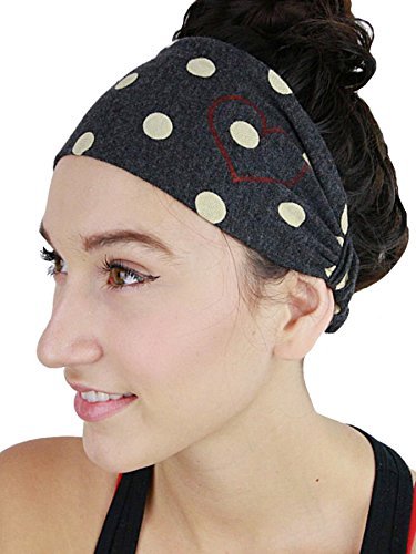 Amazon.com: YogaColors Vintage Printed Heart Eco-Jersey Headband (Polka ...
