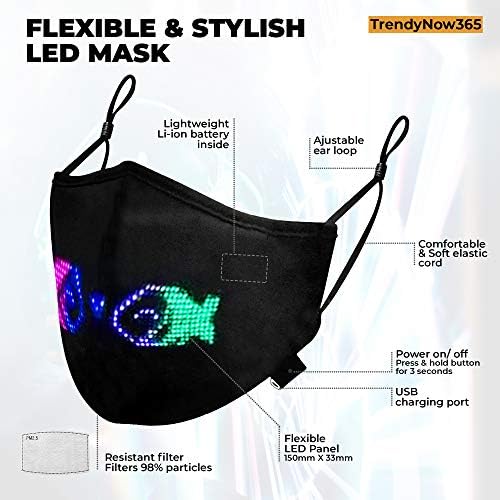 Amazon.com: TrendyNow365 LED Face Mask, Light Up Mask For Adults ...