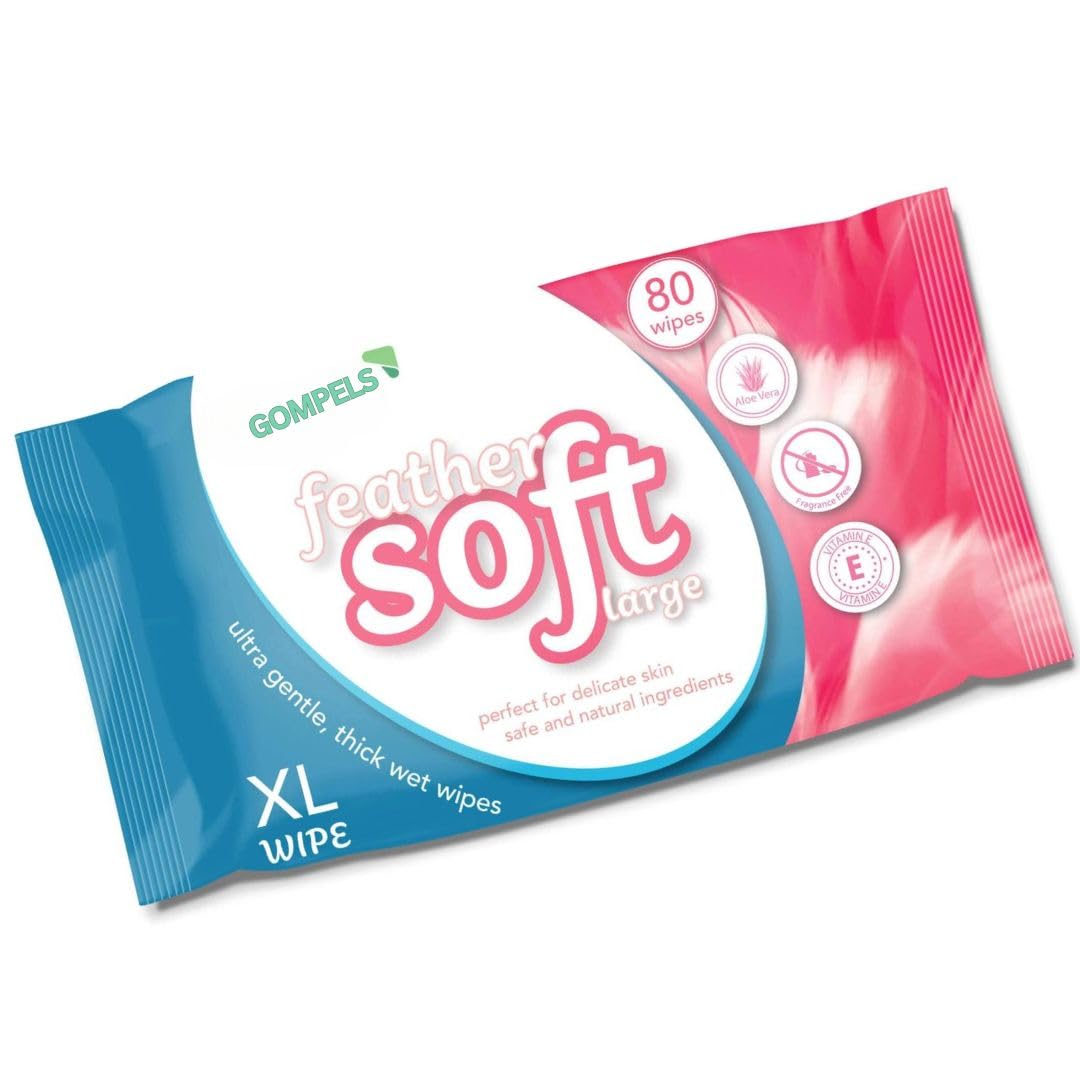 GOMPELS Feather Soft Extra Large Wet Wipes (80 Pack) - Premium Quality ...