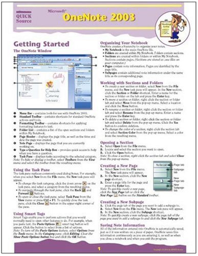 Microsoft OneNote 2003 Quick Source Reference Guide: Quick Source ...