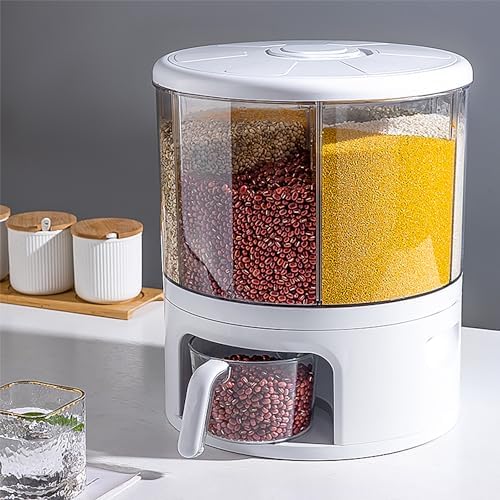 Amazon.com: Conworld Grain Dispenser, 360° Rotating 6 Grid Dry Food ...