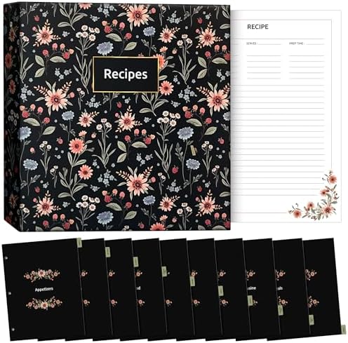 Amazon.com: Recipe Binder with Plastic Sleeves, Full Page Cards and ...