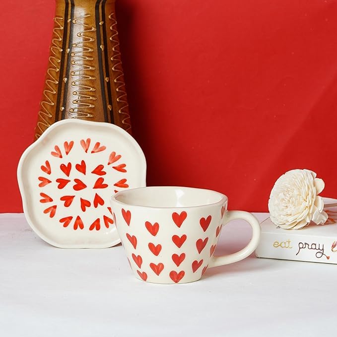 Buy Earthystone Ceramic Heart Print Tea/Coffee Mug | Tea/Coffee Heart ...