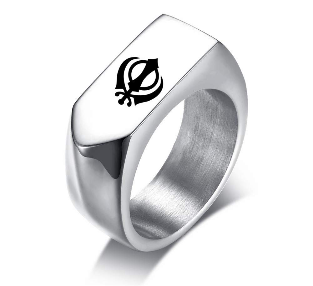 Buy NJ Punjabi Sikh Khanda Sikhism Ring for Men - Stainless Steel Good ...