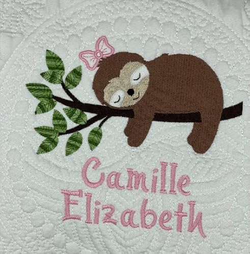 Custom Baby Girl Sloth Heirloom Quilt (Pink) - Want It All