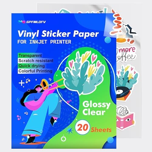 Amazon.com : 20 Sheets Clear Sticker Paper for Inkjet Printer - Glossy ...