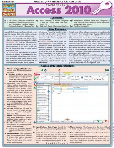 Access 2010 (Quickstudy: Computer) by BarCharts, Inc. (2010) Pamphlet ...