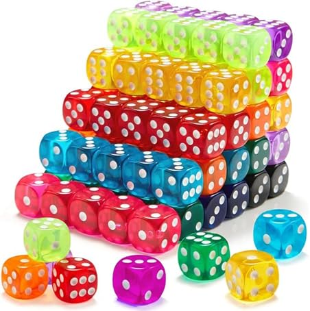 Regy 100 Pieces Colored Dice Set, Standard Bulk Colors Dices, Classroom ...