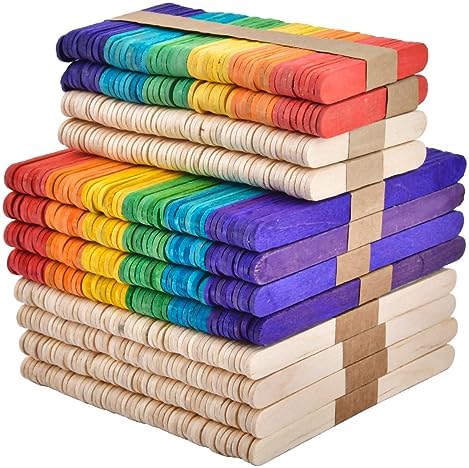 600PCS Mixed Coloured Lollipop Sticks for Crafts Wood Craft Sticks ...