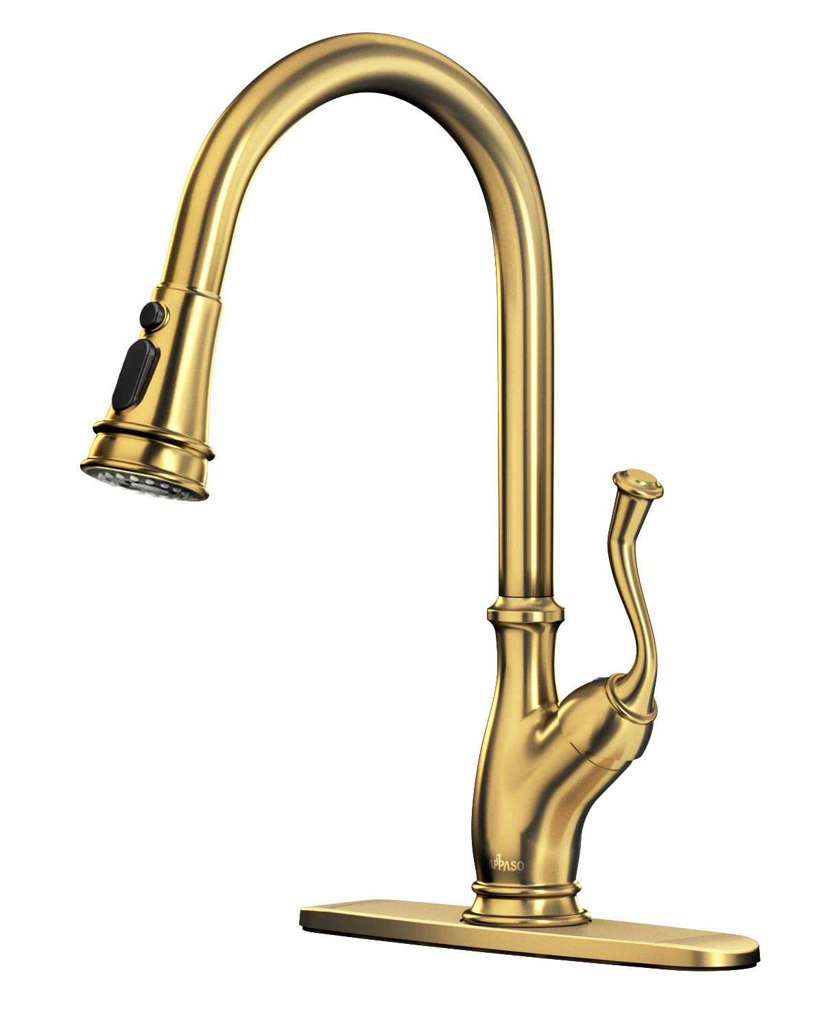 Buy APPASO Brushed Gold Kitchen Faucet with Pull Down Sprayer, Solid ...