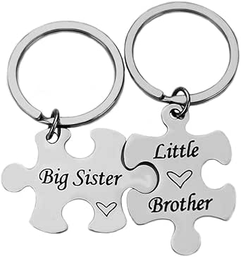 Amazon.com: YALLNASL Big Sister Little Brother Keychain Set - Matching ...