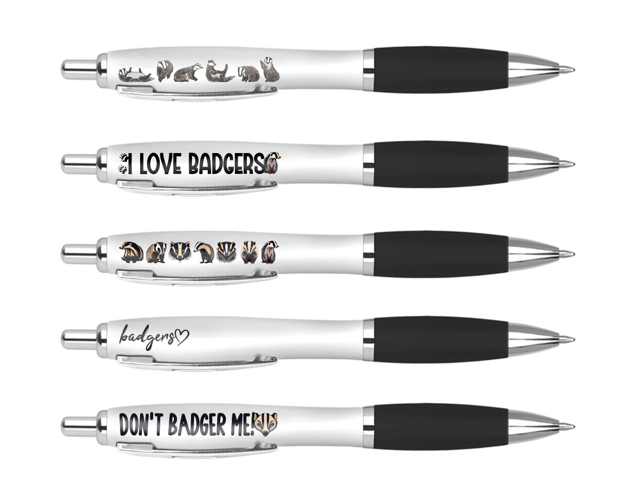 DV DESIGN 5 x Badger Black Pens - Honey European Animal Pet Cartoon ...