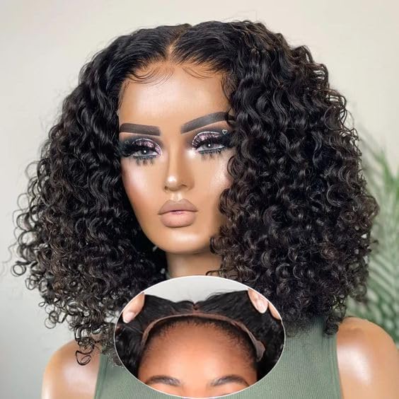 Amazon.com : SUPERLOOK Wear And Go Glueless Wigs Curly Bob Human Hair ...