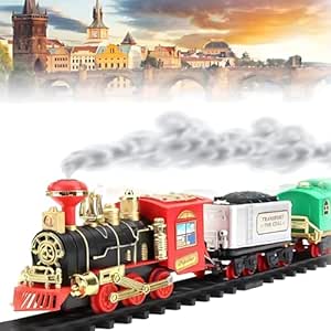 Mini Steps Real Smoke Classic Vintage Toy Train Set for Kids – Battery-Operated Railway Set with ...
