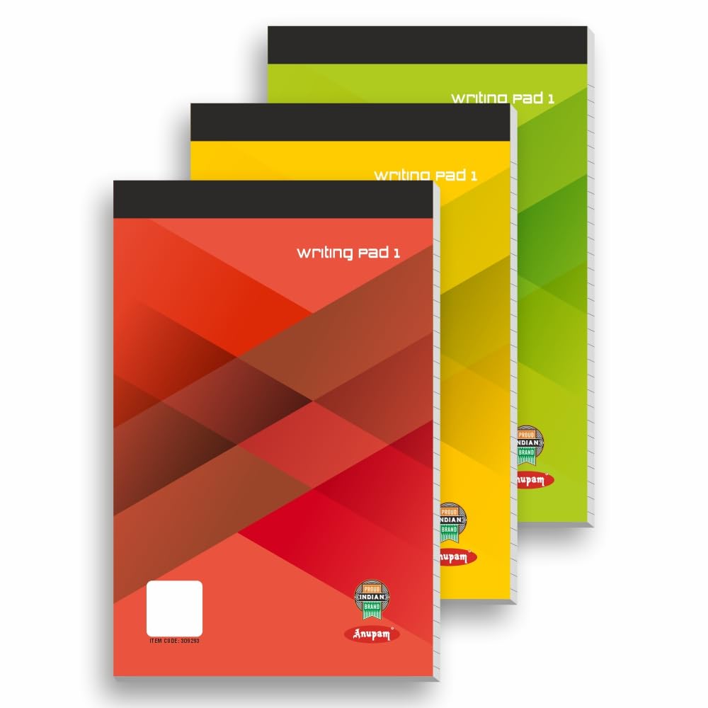 Anupam Writing Pad 14x22cm Lined Paper Wide Ruled 50 Sheets Notepads ...