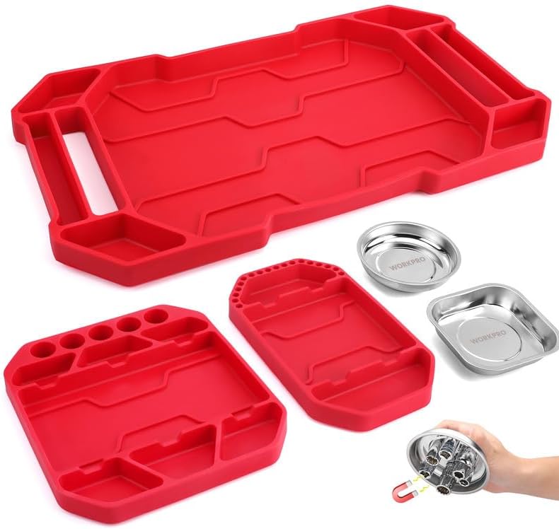 Amazon.com: WORKPRO 5-Piece Non-Slip Tool Tray Set, 3-Piece Silicone ...