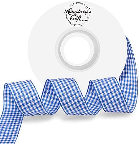 Amazon.com: VIVIQUEN Blue Gingham Ribbon Checkered Ribbon 1-Inch 25 ...