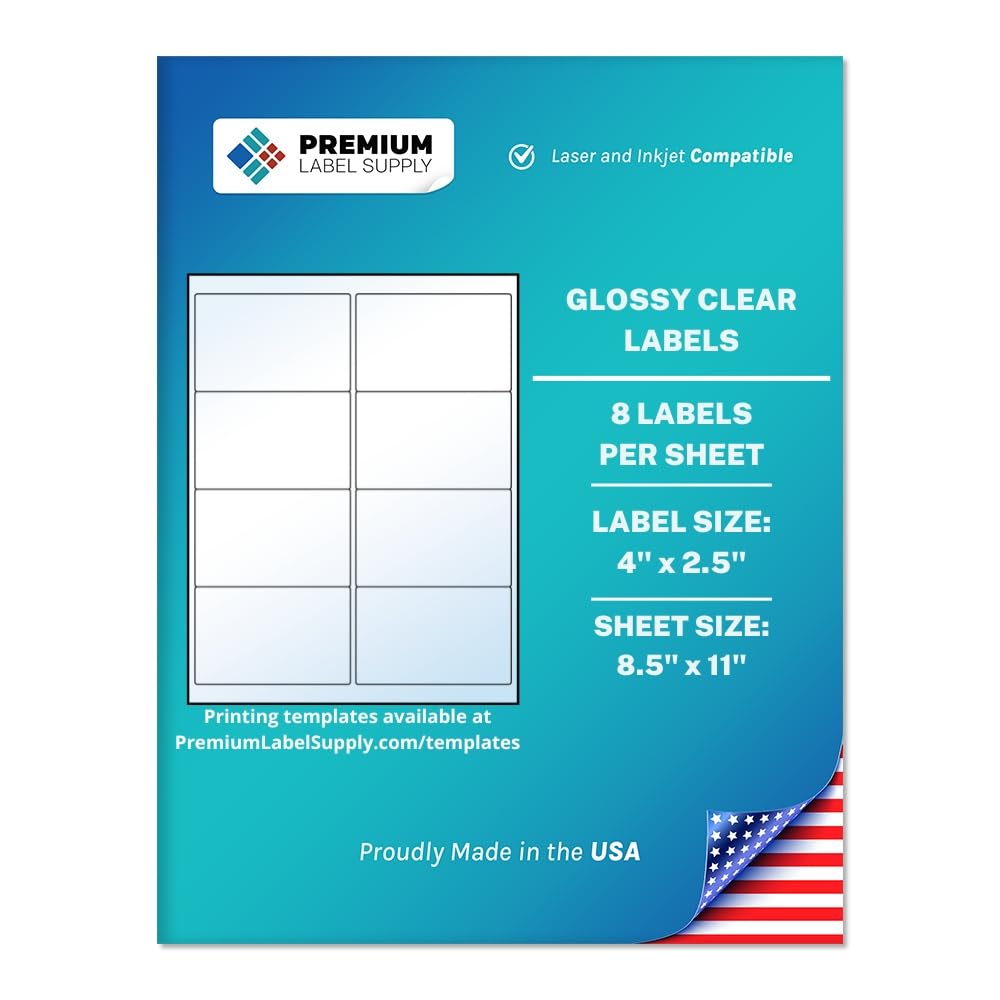 Amazon.com : Premium Label Supply Glossy Clear Address Labels – 4” x 2. ...