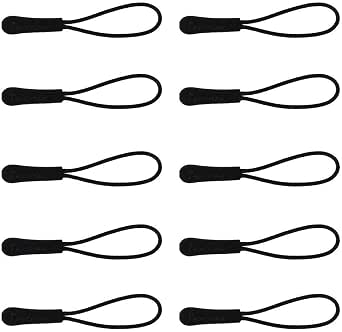 10Pcs Zip Tags Cord Pulls Zipper Extension Zip Slider Replacement Black ...