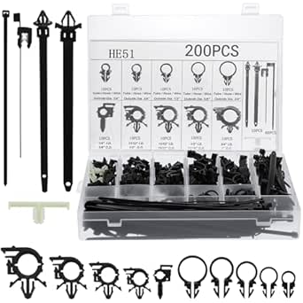 Amazon.com: 200 Pieces Car Wire Loom Routing Clips Push Mount Cable Tie ...