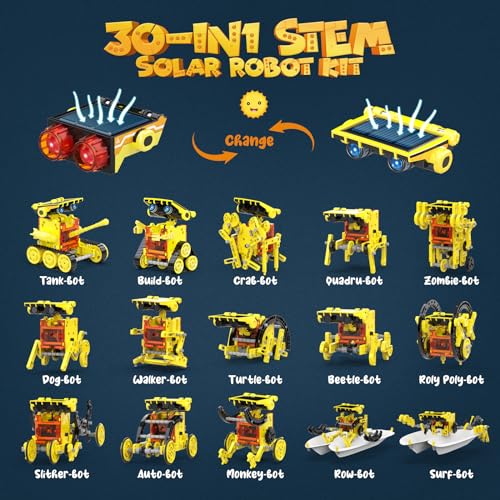 Snapklik.com : Wesfuner 30-in-1 STEM Solar Robot Kit Toys, 243 Pieces Educational Building ...