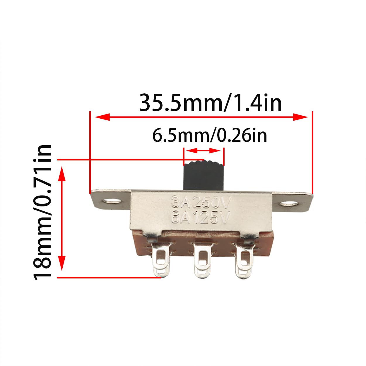 Buy Ruiwaer 8PCS Silver On/Off/On 3 Position DPDT 2P3T PCB Panel Slide ...