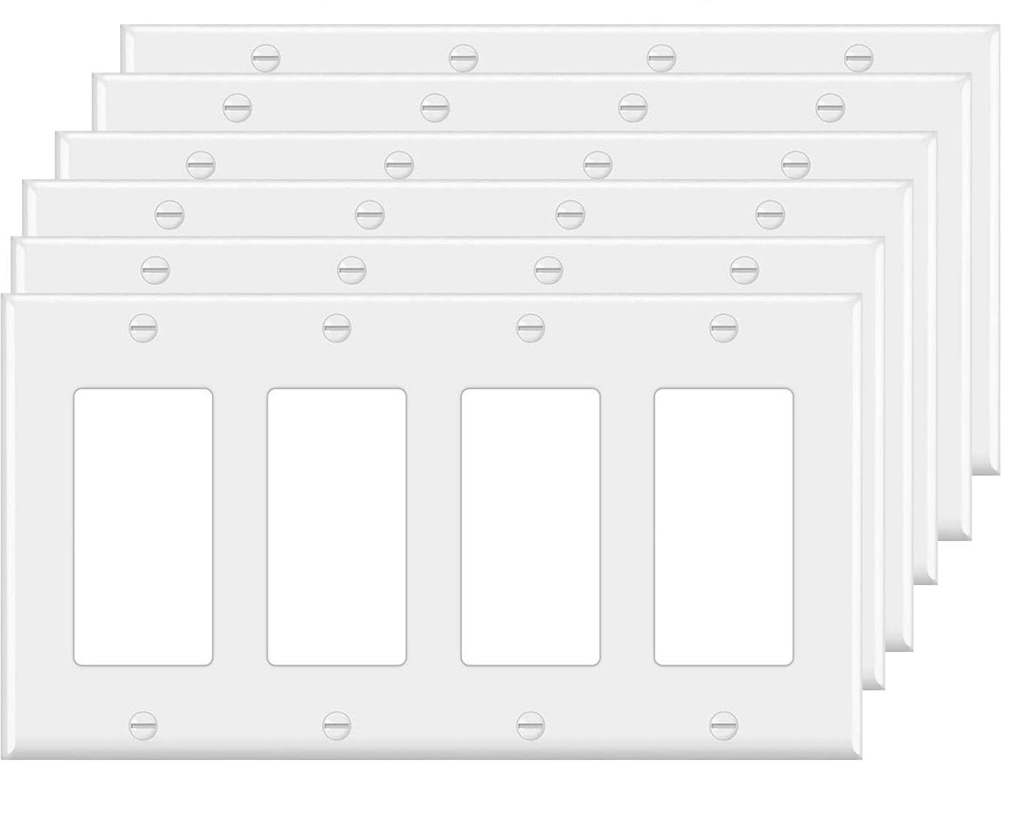 4-Gang Switch Outlet Wall Plate Cover Decorator Electrical Faceplate ...