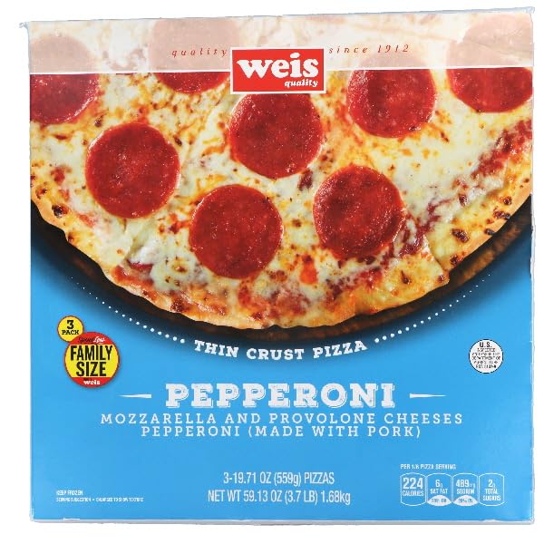 Amazon.com: Weis Quality, Pizza Thin Crust Pepperoni 3pk, 59.13 Ounce ...