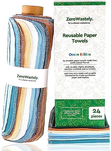 Amazon.com: ZeroWastely Reusable Paper Towels - Value Pack of 24 ...