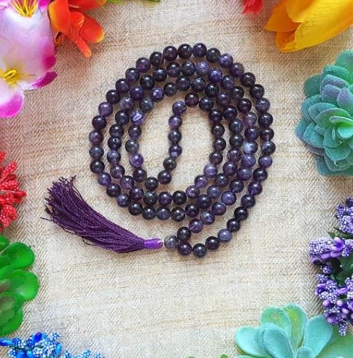 Galaxy Gems Jamuniya Mala for Jaap Purpose Amethyst Mala 108 Beads ...