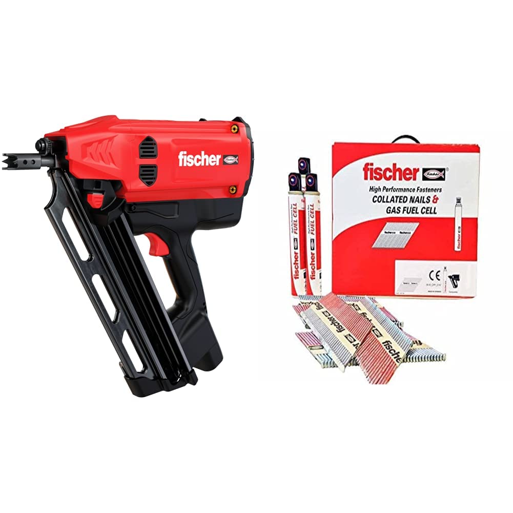 fischer 560041 FGW 90F Gas Framing Nailer, Nail Gun, Red & Black & Nail ...
