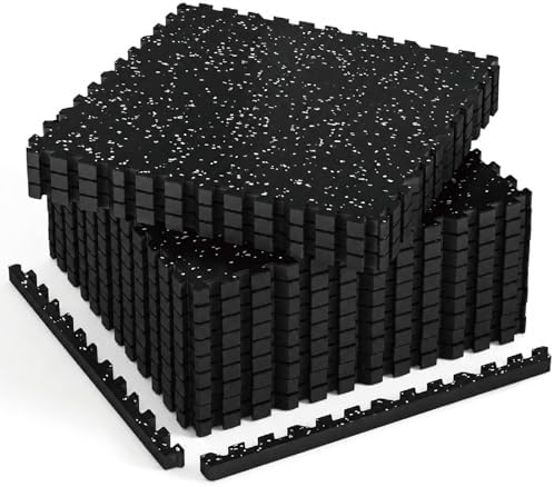 Amazon.com: AIRHOP 1'' Ultra-Thick 48 Sq Ft Rubber Top Gym Flooring for ...