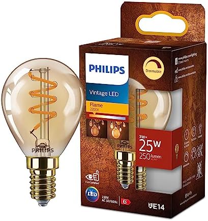 Philips LED Vintage Lampadina Ambrata, 25W, E14, Luce Bianca Calda ...