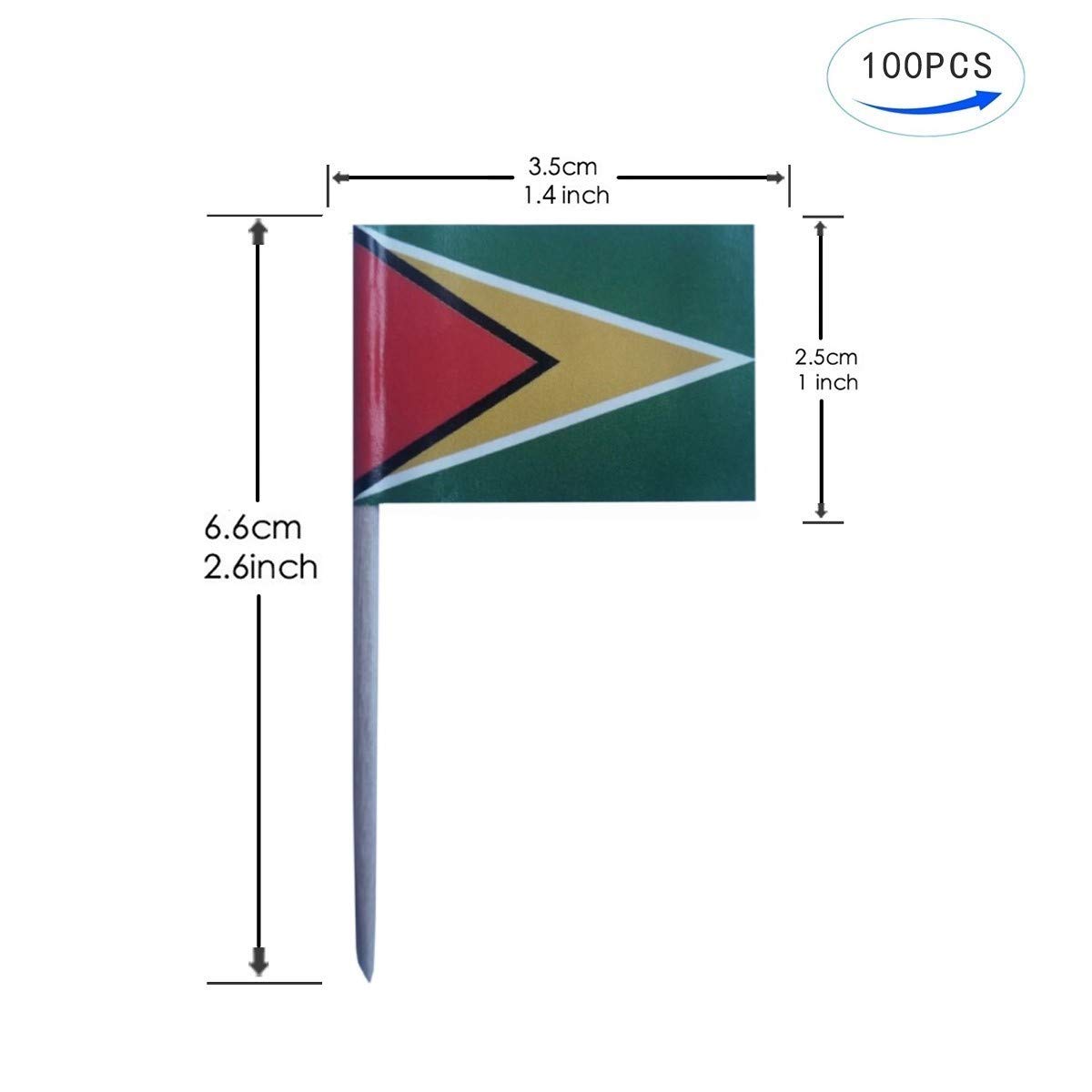 Snapklik.com : CYPS 100 Pcs Guyana Flag Guyanese Toothpick Flags, Small Mini Stick Cupcake ...