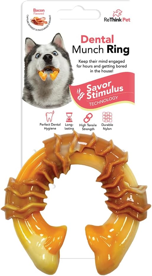 Amazon.com: ReThink Pet Dental Munch Ring – Bacon Scented Nylon Dog ...