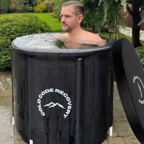 CalmMax Oval Ice Bath Tub with Lid for Athletes 384L Portable Cold ...