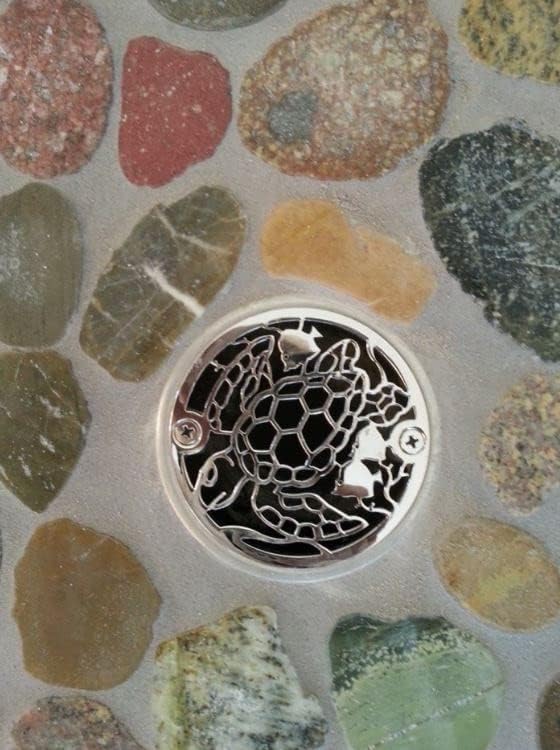 3.25 Inch Round Shower Floor Drain Grate - Turtle Design by Designer ...